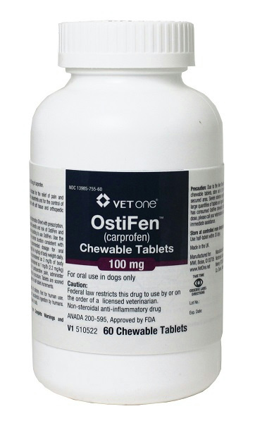 OstiFen (Carprofen) Chewable Tablets for Dogs 100mg, 60 Count Vetone 510522