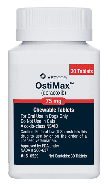 OstiMax (Deracoxib) Chewable Tablets for Dogs 75mg, 30 Count Vetone 510529