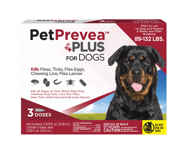 PetPrevea Plus for Dogs 89 to 132 Pounds, Red Label (3 Dose x 6) Vetone ...