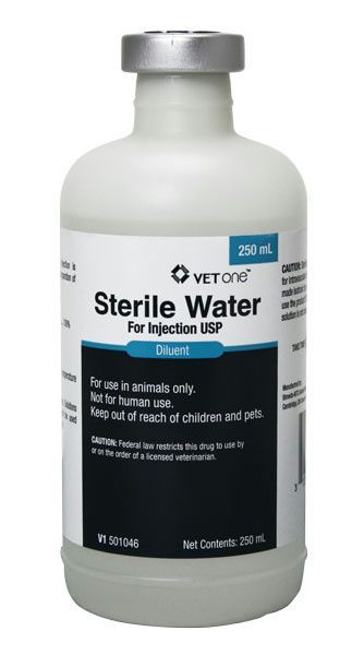 Sterile Water for Injection, Diluent, 250mL , Each Vetone 501046