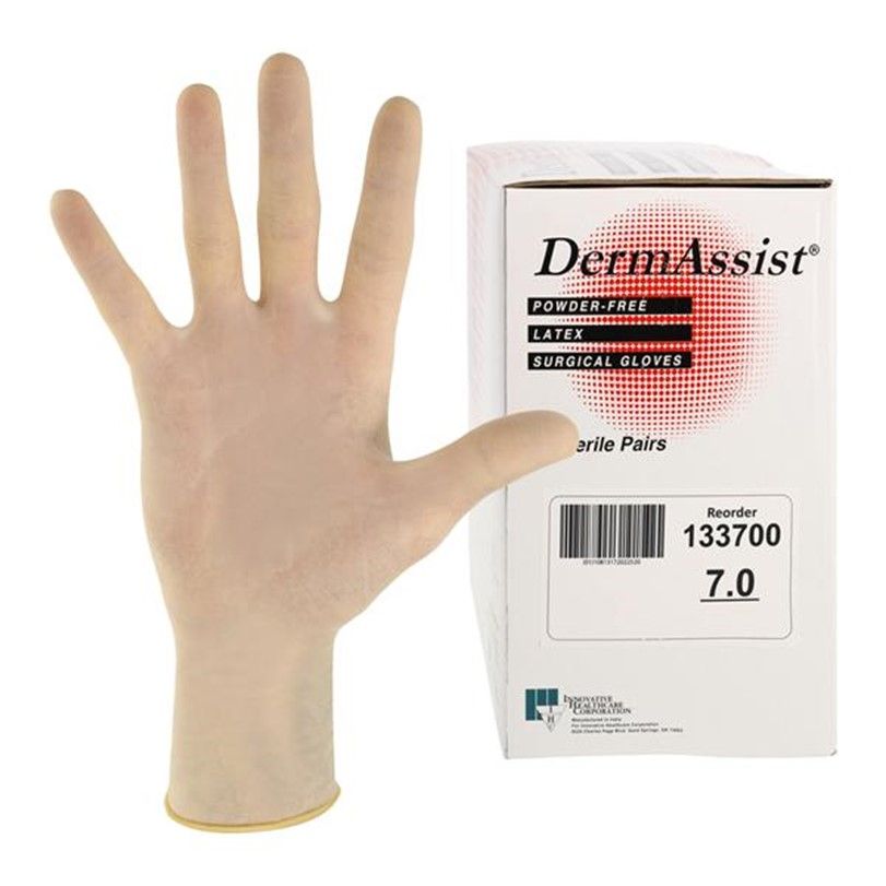 Surgical Glove DermAssist Size 7 Sterile Latex Standard Cuff Length ...