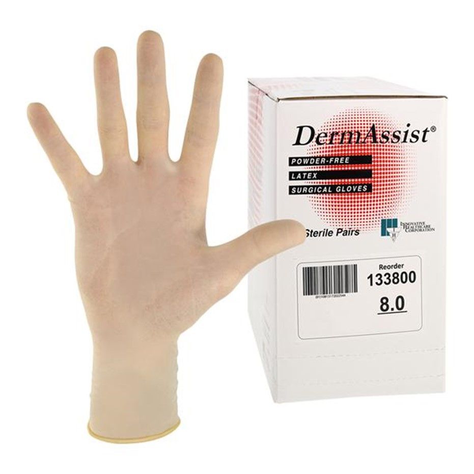 Surgical Glove DermAssist Size 8 Sterile Latex Standard Cuff Length ...
