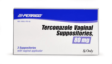 Terconazole Vaginal Suppositories, 80 mg, 3/pack Brand Name ( TERAZOL ...