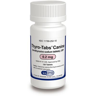 Thyro-Tabs Canine Levothyroxine Sodium Tablets 0.2mg ,120/Bottle LLOYD 2521