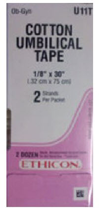 Umbilical Tape Cotton Thread 1/8 X 36 Inch Sterile 24/Box Ethicon U12T
