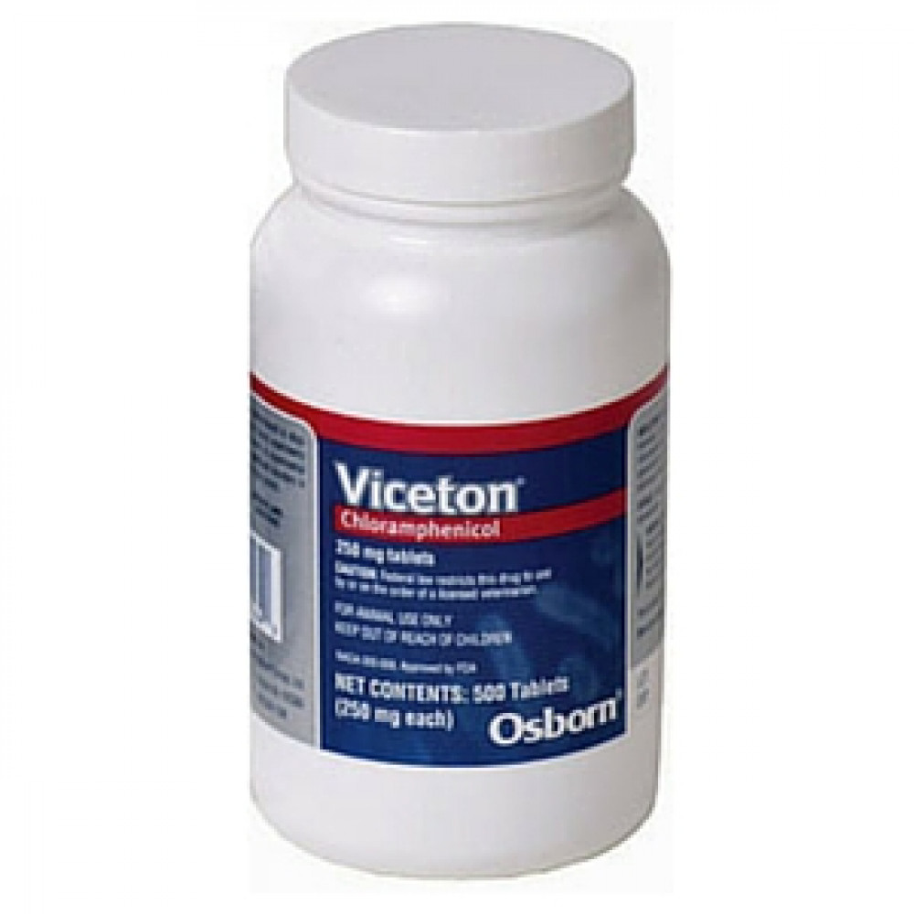 Viceton (Chloramphenicol) Tablets for Oral Use in Dogs 1gm, 100 Count ...
