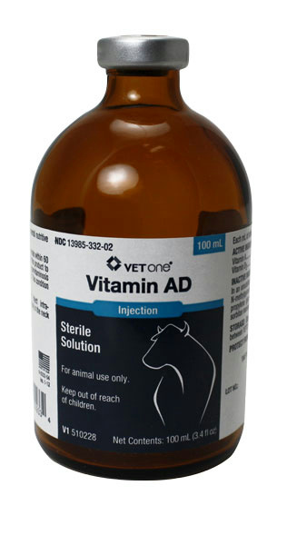 Vitamin AD Injection Sterile Solution, 100mL Vetone 510228