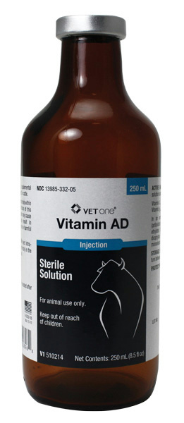 Vitamin AD Injection Sterile Solution, 250mL Vetone 510214