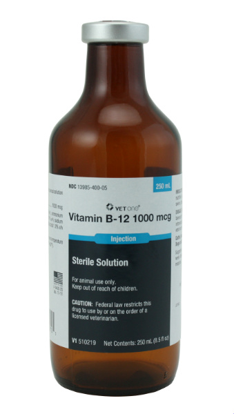 Vitamin B-12 1000 mcg Sterile Solution Injection, 250mL Vetone 510219