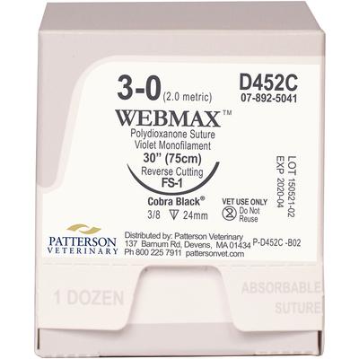 WebMax Cobra Black Sutures Size 3/0, D452C, 30" (FS-1) - 12/Box ...