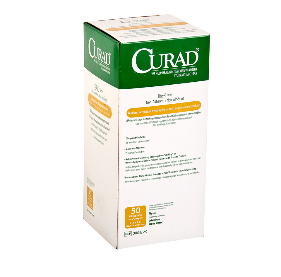 Xeroform Petrolatum Dressing Curad 5X9 Gauze , 50/Box, Bismuth ...
