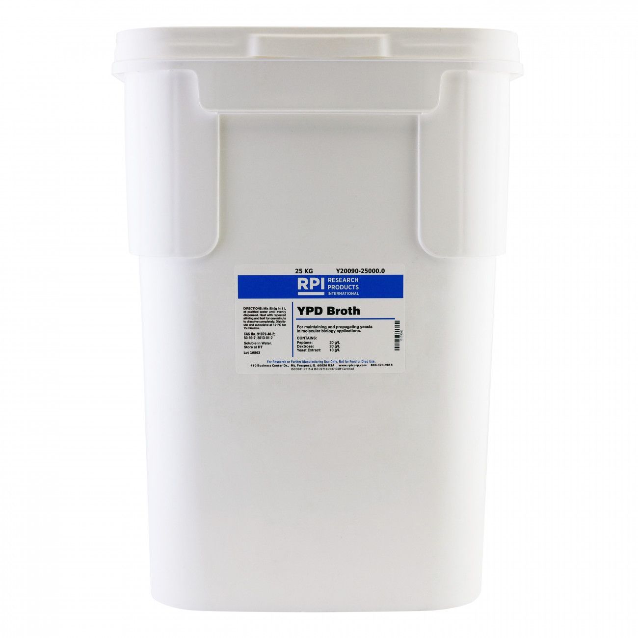 YPD Broth, 25 Kilograms RPI-Y20090-25000.0