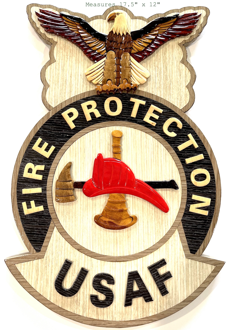 AIR FORCE FIRE PROTECTION BADGE WOOD ART PLAQUE