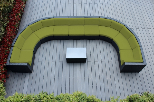 Ohana 10 Piece Outdoor Patio Furniture Sectional Deep Curved Seating Set