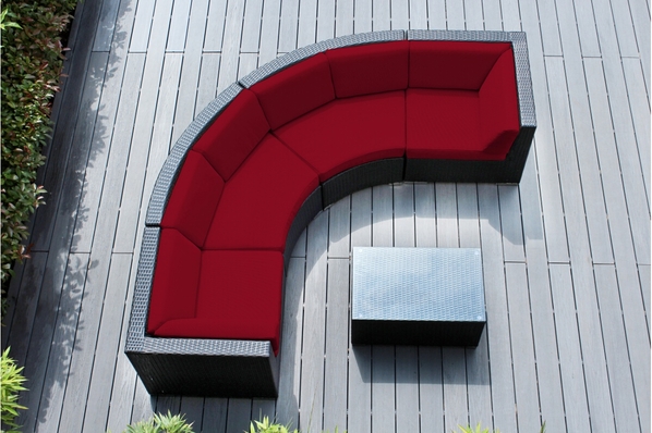 Ohana 5 Piece Outdoor Patio Furniture Sectional Deep Curved Seating Set