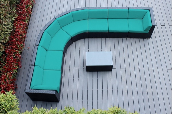 Ohana 8 Piece Outdoor Patio Furniture Sectional Deep Curved Seating Set