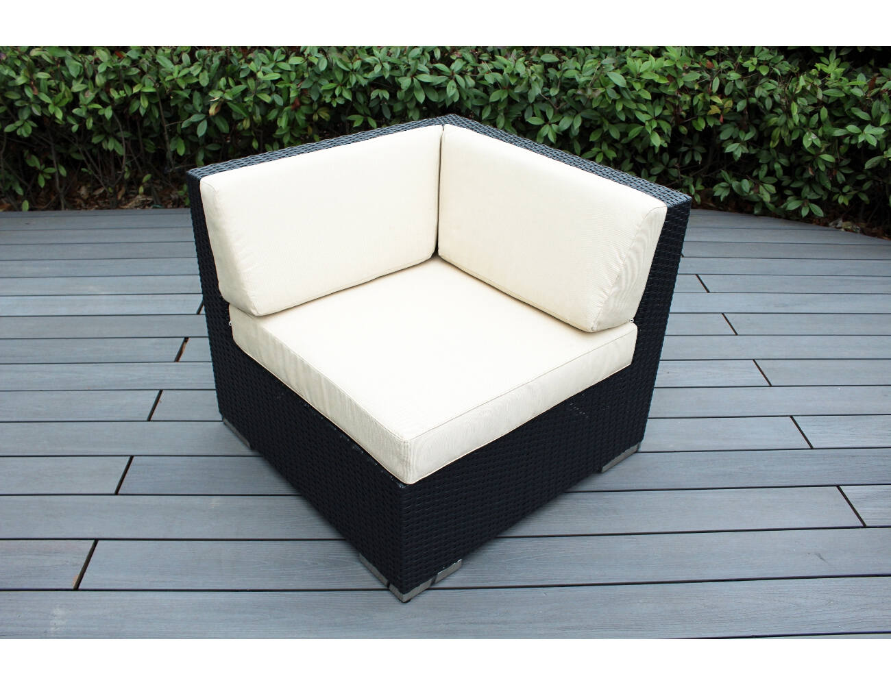 Ohana Depot Outdoor Patio Wicker Furniture Corner Chair No Assembly Required
