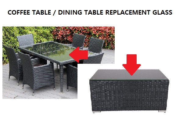 Ohana Outdoor Patio Wicker Furniture Replacement Glass Coffee table Dining Table