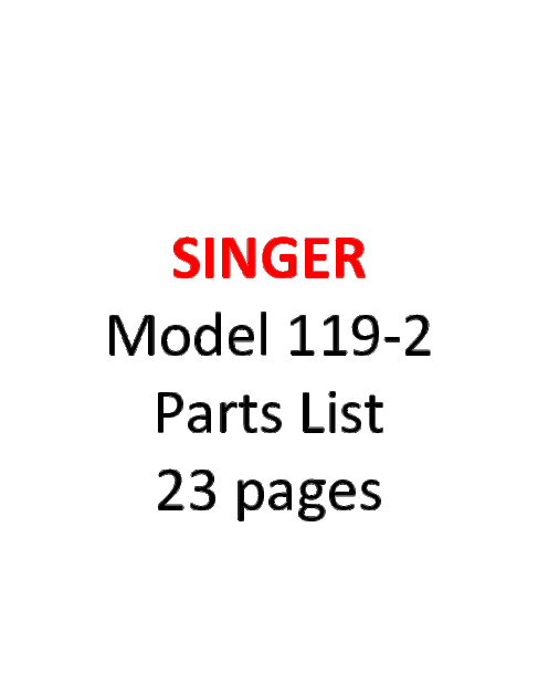 SINGER Model 119-2 Parts List