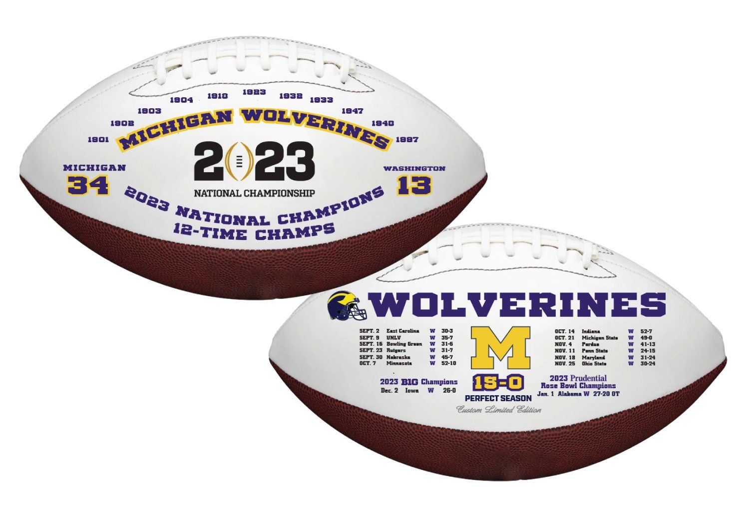 MICHIGAN WOLVERINES 2023 NATIONAL CHAMPIONS SOUVENIR FOOTBALL PREMIUM ...