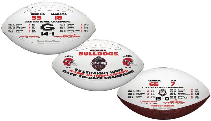 GEORGIA BULLDOGS BACK-TO-BACK NATIONAL CHAMPIONS SOUVENIR FOOTBALL ...