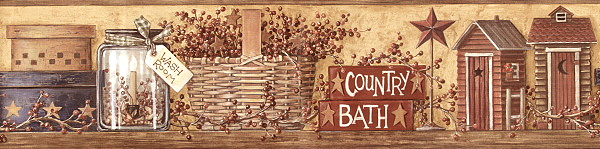 JustBorders.com-Country Bath (Outhouse) Wallpaper Border