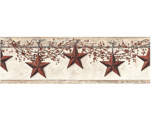 JustBorders.com-Country Hanging Star Wallpaper Border