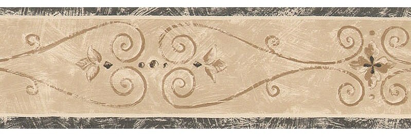 877889 Architectural Scroll Wallpaper Border Black/Cream FP011186b ...
