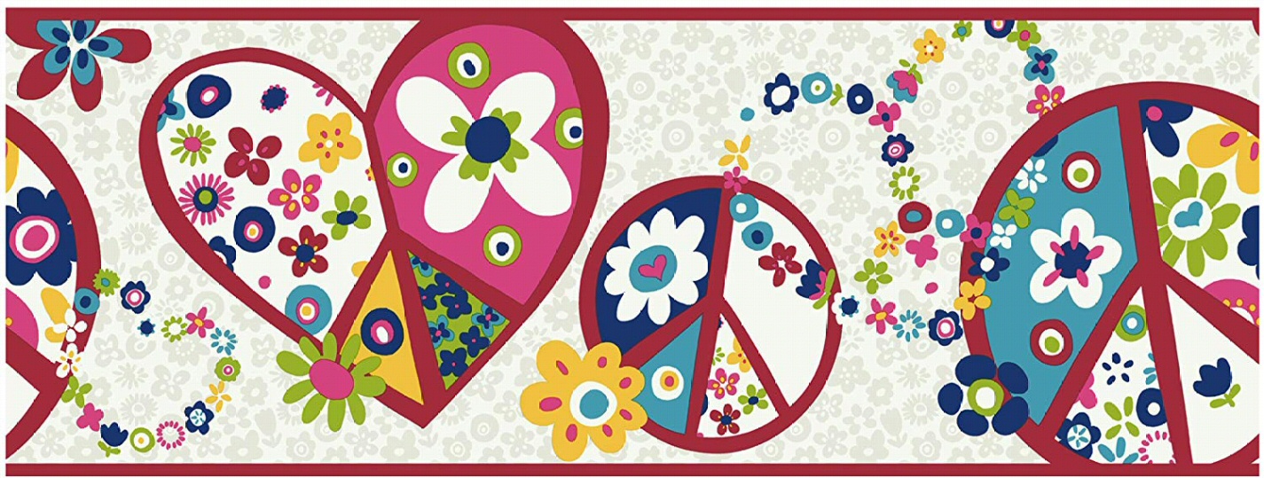 Peace Sign Wallpaper Border PW3920b CLEARANCE!! QUANTITIES LIMITED!!