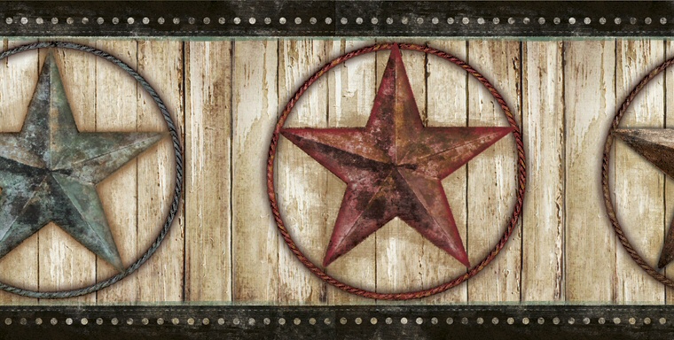 878354 Weathered Barn Star Wallpaper Border PUR44661b