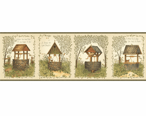 Wishing Well Wallpaper Border AAI08042b CLEARANCE!! QUANTITIES LIMITED!!