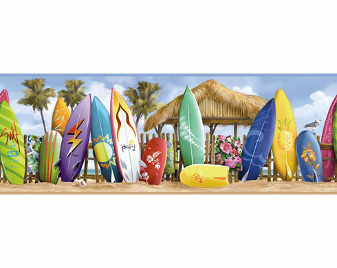 Surfside Beach Surfboard Wallpaper Border CT46111b