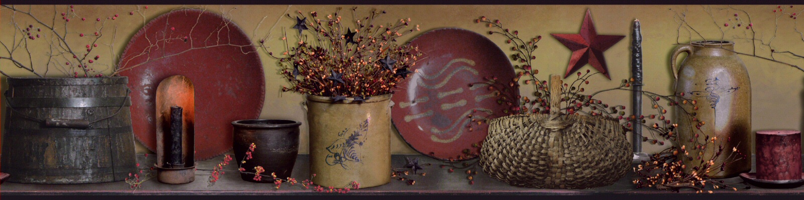 Simple Blessings Crocks and Baskets Wallpaper Border AC4373bd CLEARANCE ...