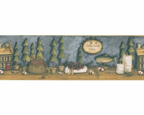 Lakeside Blue Cabin Wallpaper Border 145b03850 CLEARANCE!! QUANTITIES ...