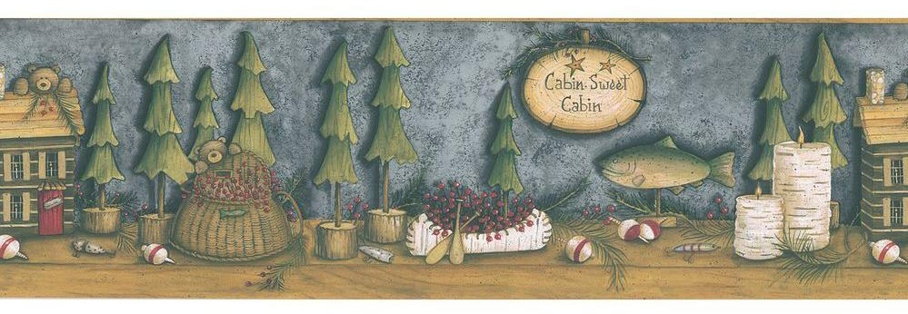 Lakeside Blue Cabin Wallpaper Border 145b03850 CLEARANCE!! QUANTITIES ...