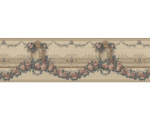 879087 Gold Satin Victorian Floral Swag Wallpaper Border ONB60785 ...