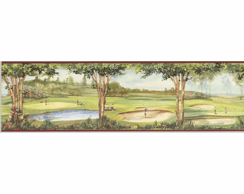 879164 Golfers on Golf Course Wallpaper Border BV021212b CLEARANCE ...