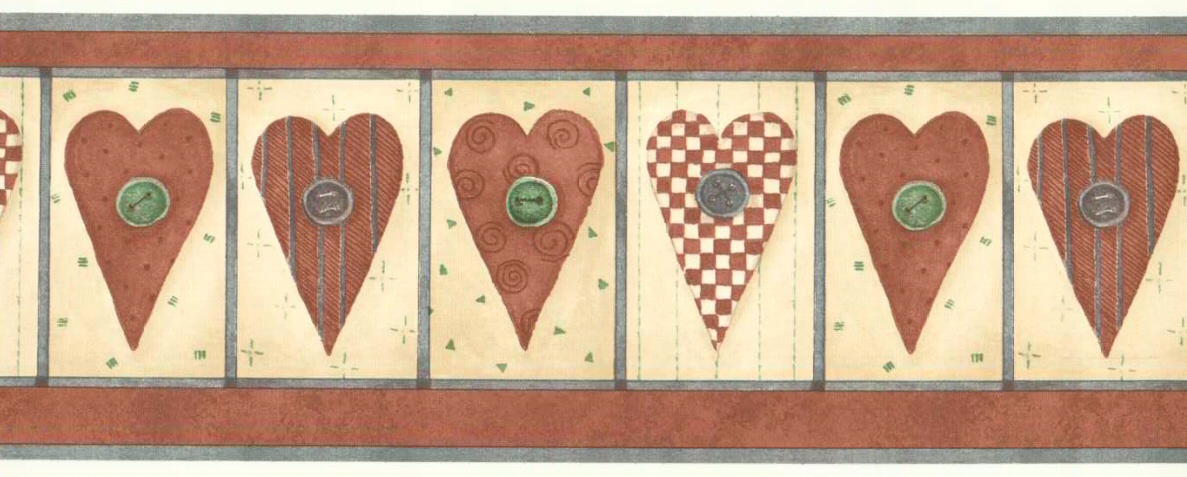 879168 Country Button Hearts Wallpaper Border DM7145b CLEARANCE ...