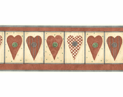 879168 Country Button Hearts Wallpaper Border DM7145b CLEARANCE ...