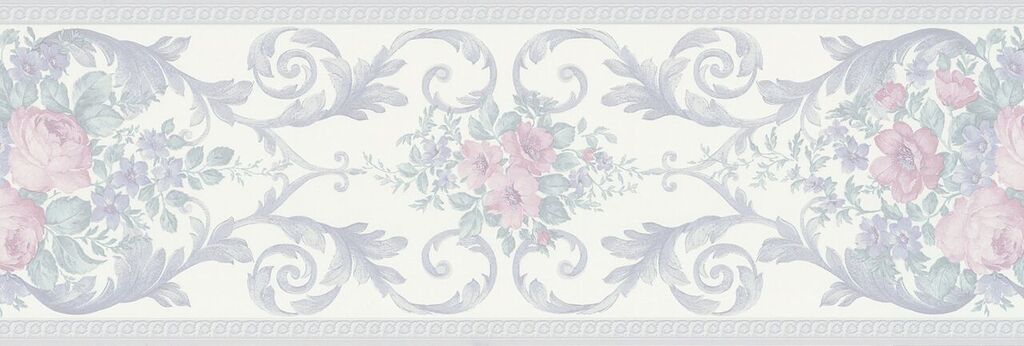 879215 Satin Floral Scroll Wallpaper Border 974b05644 FDB05644 ...