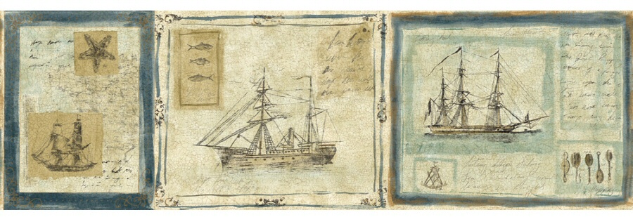 879378 Framed Sailing Ships Wallpaper Border PT018202b CLEARANCE ...