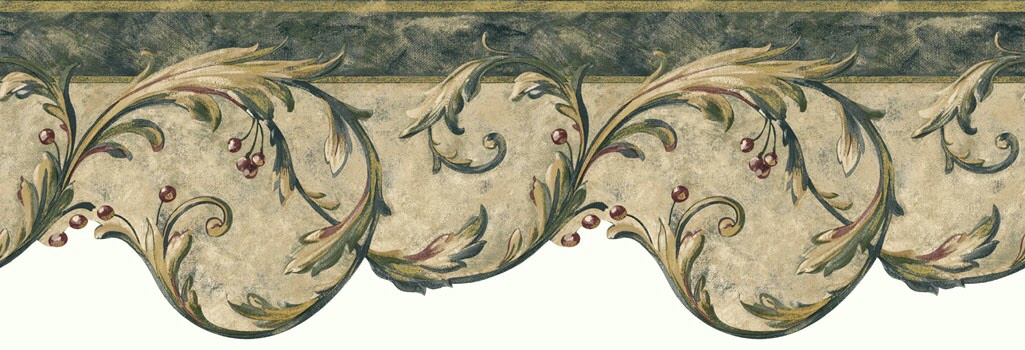 879611 Architectural Scroll Berry Die-Cut Border - Light Navy/Green ...