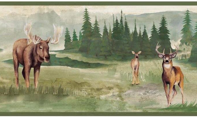 879653 Wilderness Moose Bear Deer Wallpaper Border LG1410bd CLEARANCE ...