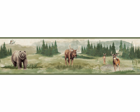879653 Wilderness Moose Bear Deer Wallpaper Border LG1410bd CLEARANCE ...