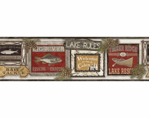 879654 Lake Rules Wallpaper Border Light LG1450bd CLEARANCE ...