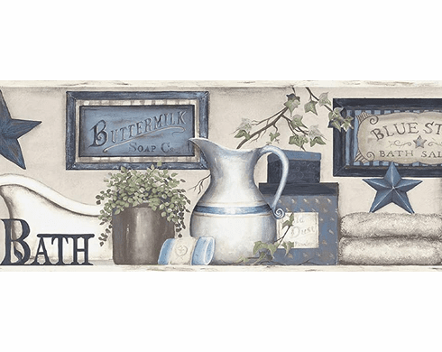 879942 Country Bath Black Rustic Wallpaper Border 3119-63104b