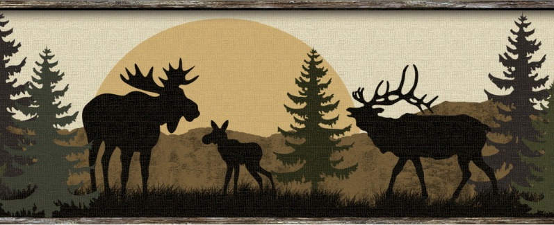 Moose Bear and Elk Silhouettes Wallpaper Border LM7946bd