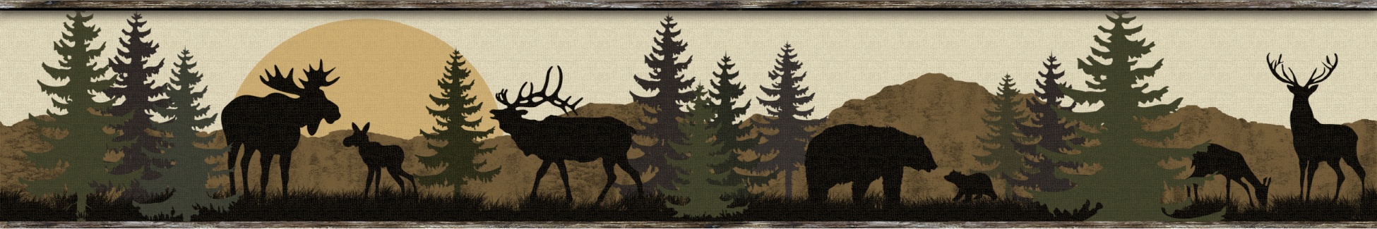 Moose Bear and Elk Silhouettes Wallpaper Border LM7946bd