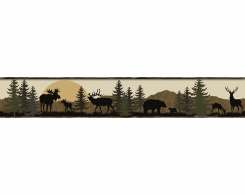 Moose Bear and Elk Silhouettes Wallpaper Border LM7946bd
