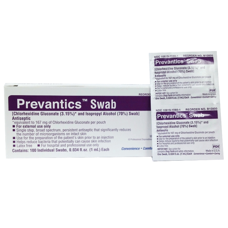 Prevantics Swab Antiseptic Skin Prep Pads, Box of 100, PDI # B10800